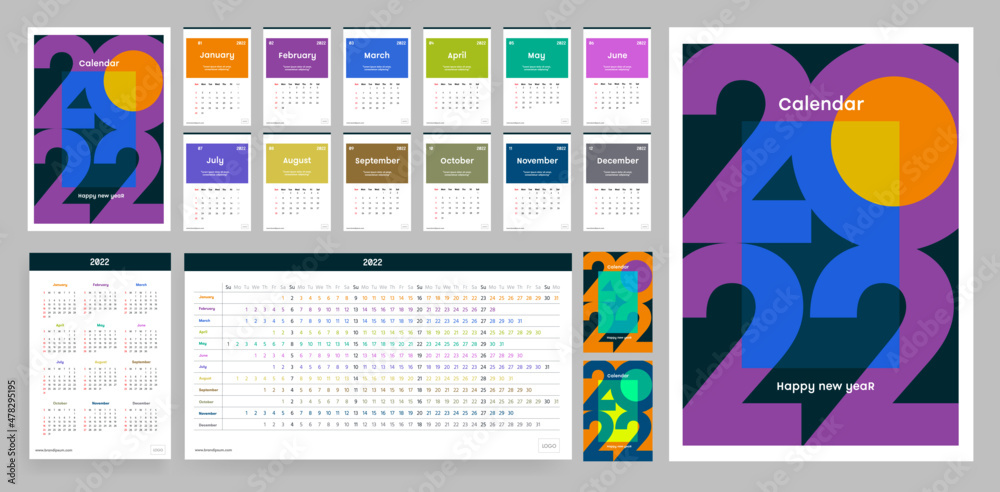 Modern 2022 сalendar design. 2022, 2023. Editable calendar page ...