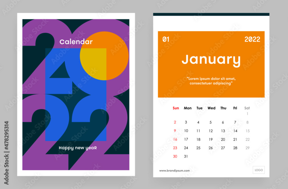 Modern 2022 сalendar design. 2022, 2023. Editable calendar page ...