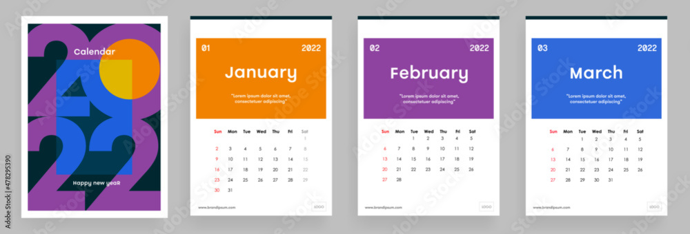 Modern 2022 сalendar design. 2022, 2023. Editable calendar page ...