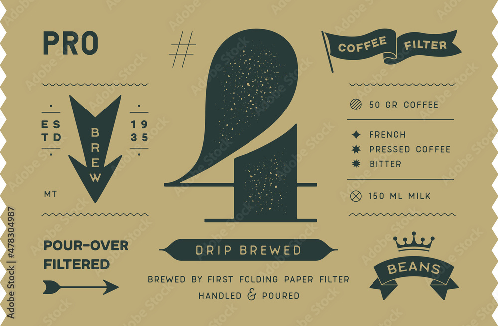 Coffee, tag label. Modern tag, label for brand, logo, sticker coffee ...