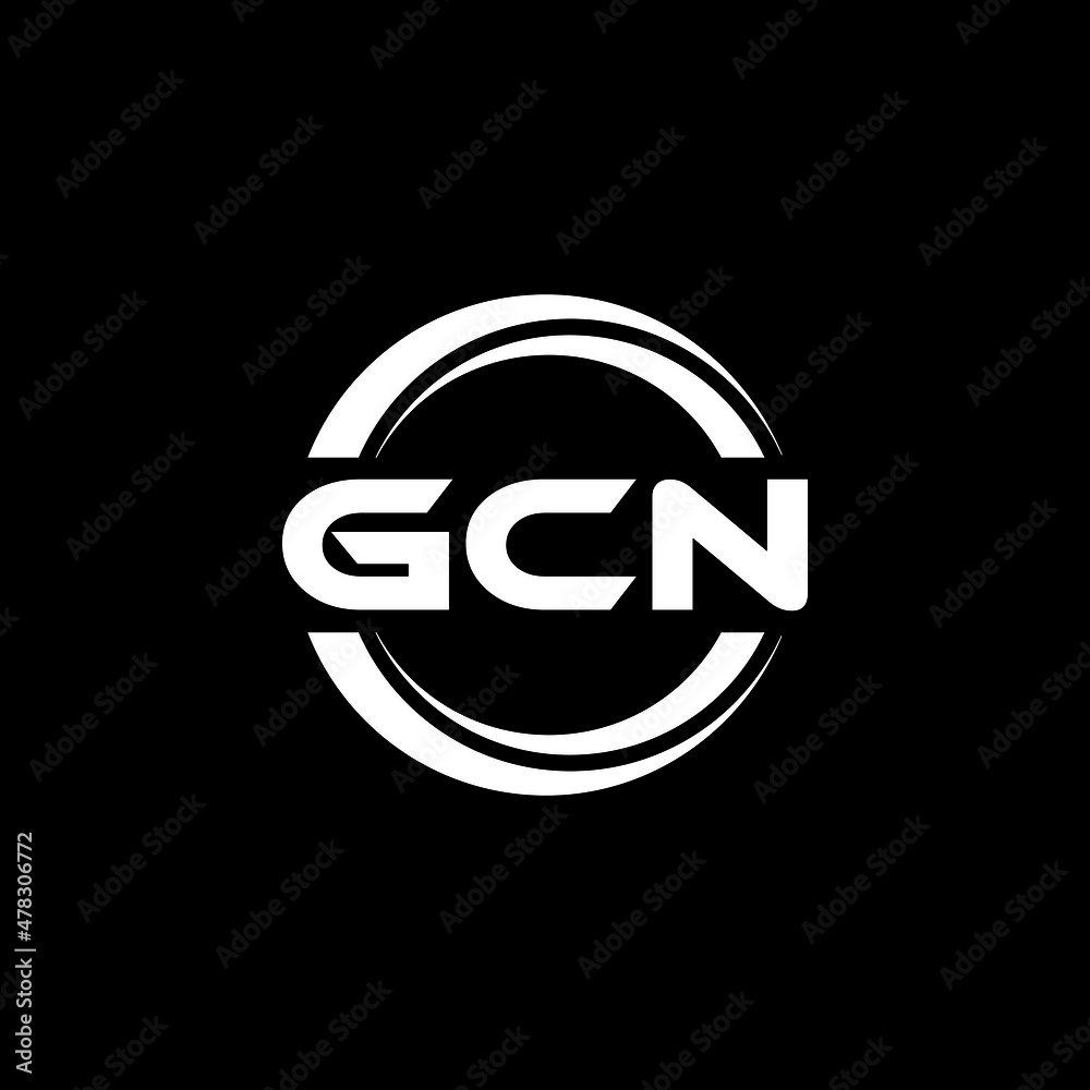 GCN letter logo design with black background in illustrator, vector ...