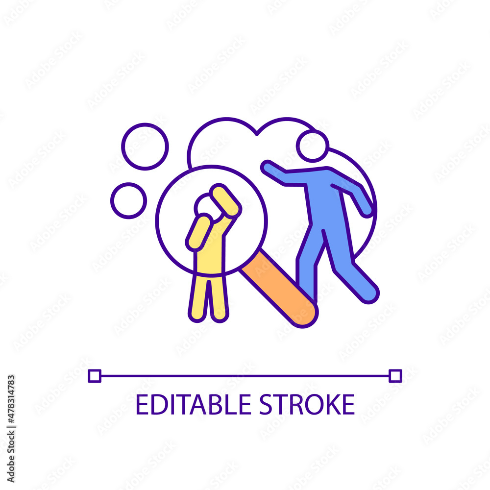 Childhood traumatic experiences RGB color icon. Physical abuse ...