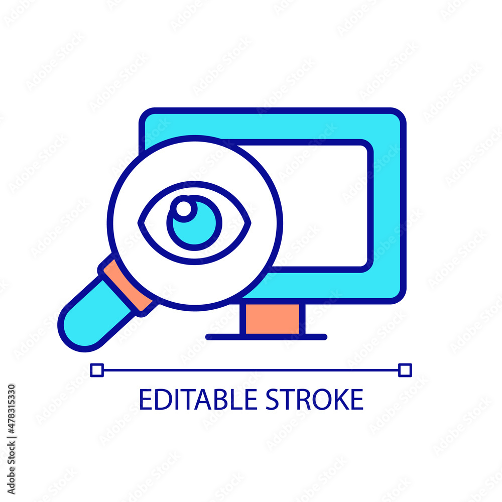 Computer system diagnostics RGB color icon. Software for detecting ...