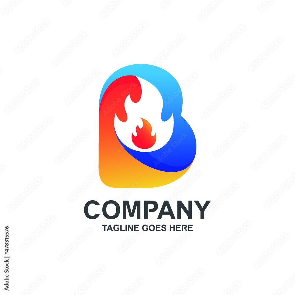 Letter b fire logo design in vector Stock Vector | Adobe Stock