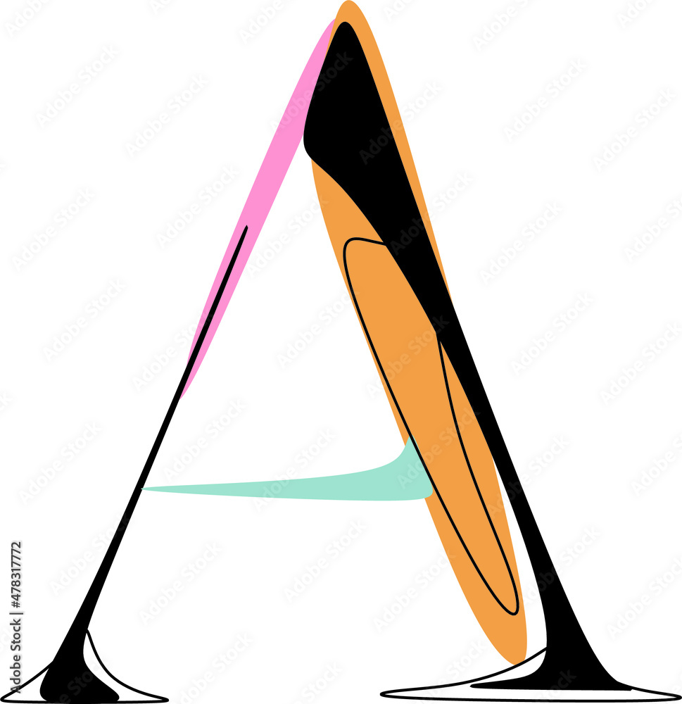 Letter A Abstract Line Art minimalist modern fashion font alphabet ...