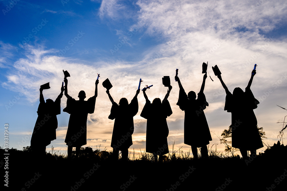 Silhouettes of students Celebration Education Graduation Student ...