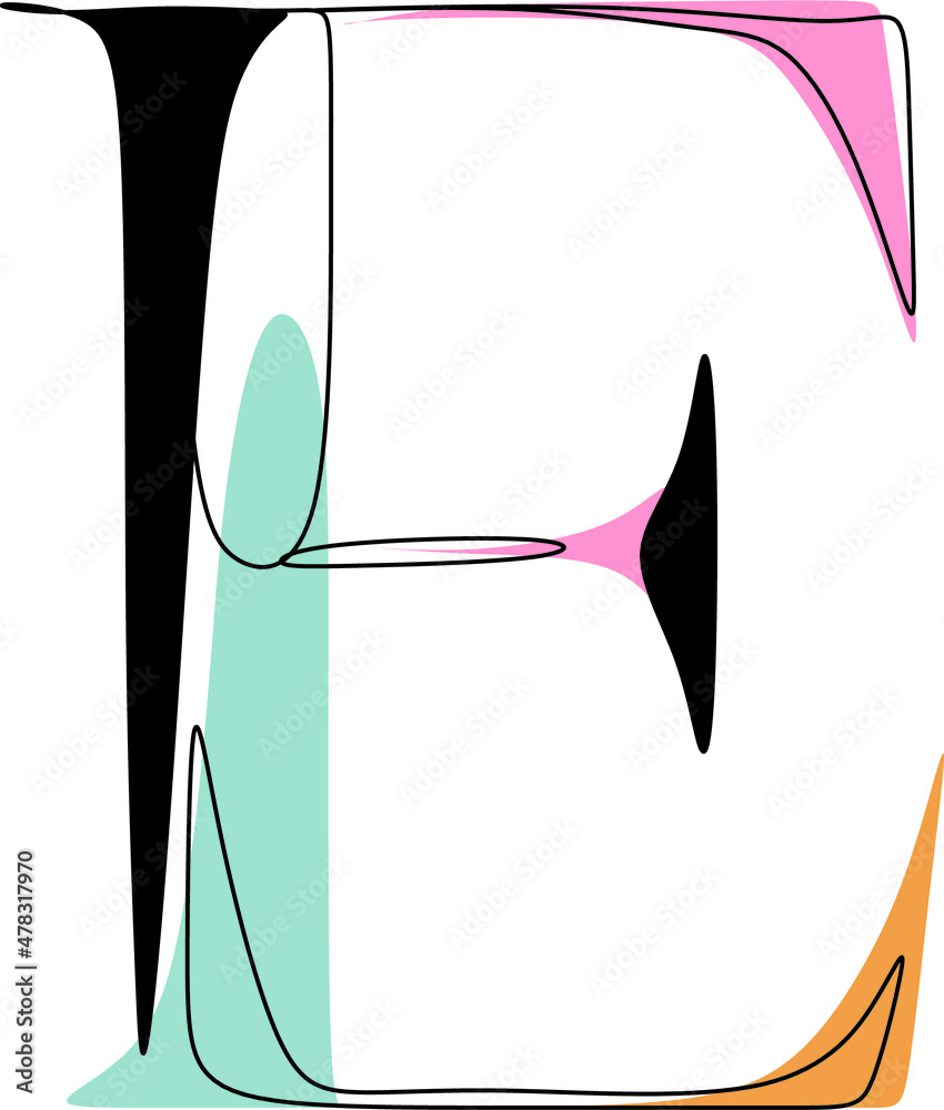 Letter E Abstract Line Art minimalist modern fashion font alphabet ...