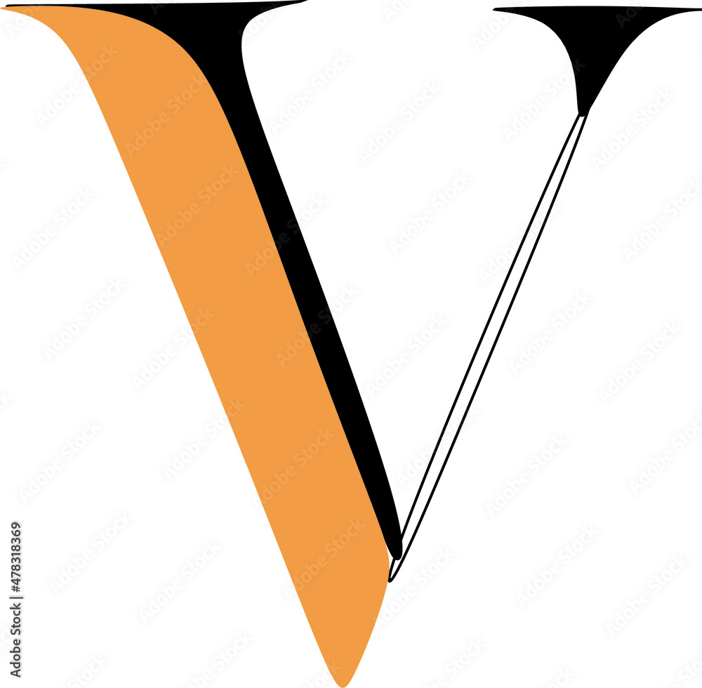 Letter V Abstract Line Art minimalist modern fashion font alphabet ...