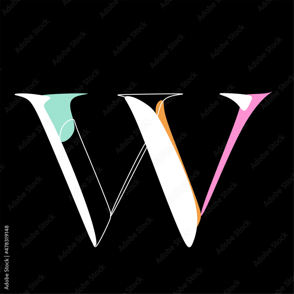 Letter W Abstract Line Art minimalist modern fashion font alphabet ...