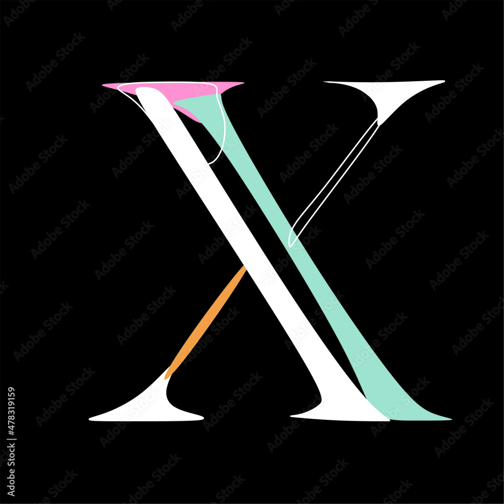 Letter X Abstract Line Art minimalist modern fashion font alphabet ...