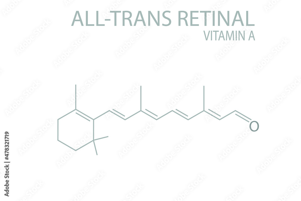 All-trans retinal (vitamin A) molecular skeletal chemical formula ...