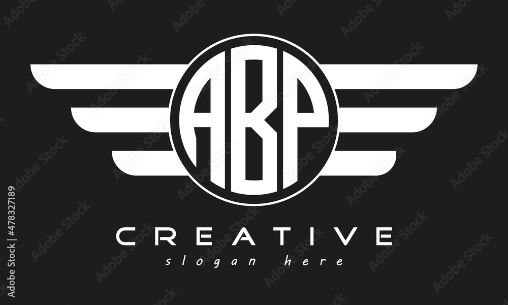 ABP three letter monogram type circle letter logo with wings vector ...