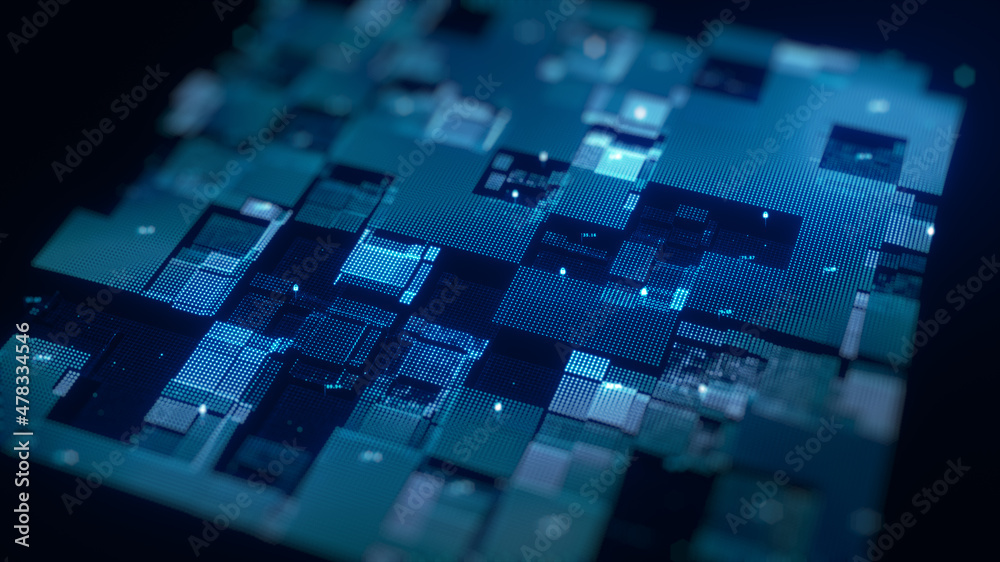 Blockchain concept. Big data binary code futuristic information technology, data flow ...