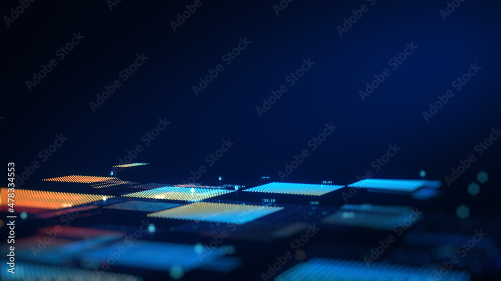 Blockchain Concept Big Data Binary Code Futuristic Information Technology Data Flow