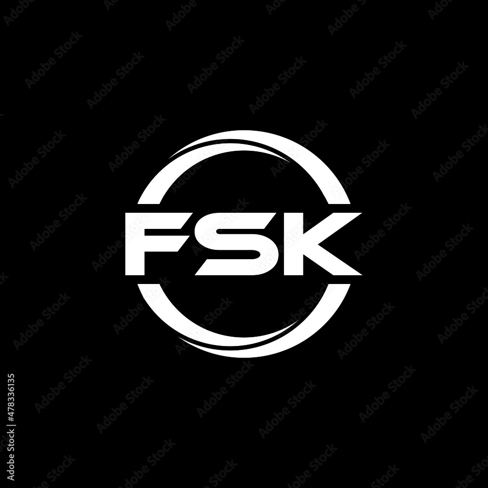 FSK letter logo design with black background in illustrator, vector ...