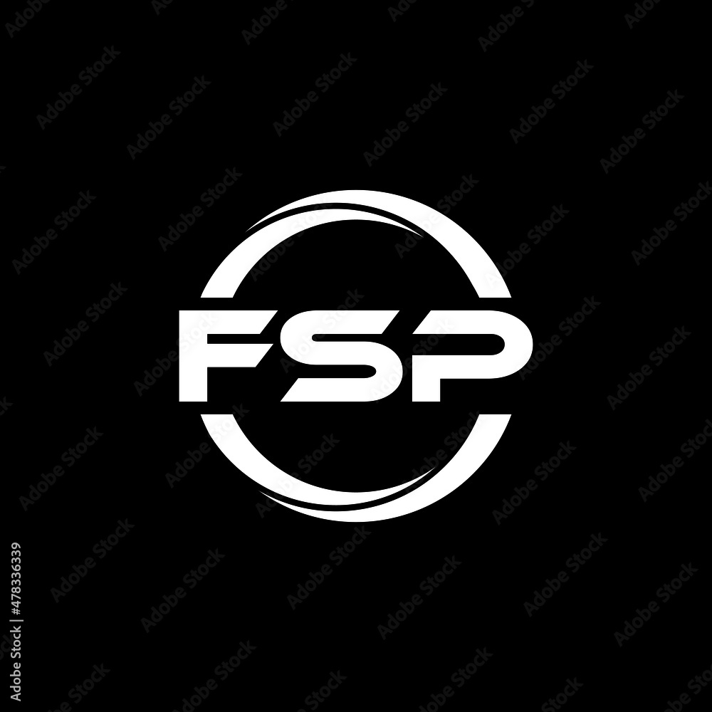 FSP letter logo design with black background in illustrator, vector ...