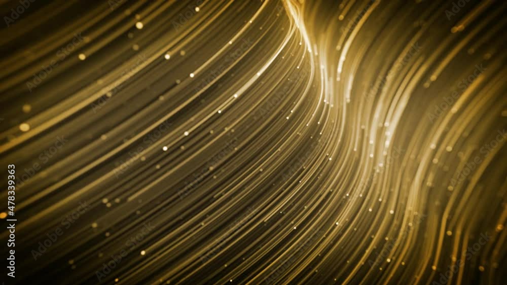 Abstract Light Gold Strings Flowing Background Loop/ 4k animation of an ...