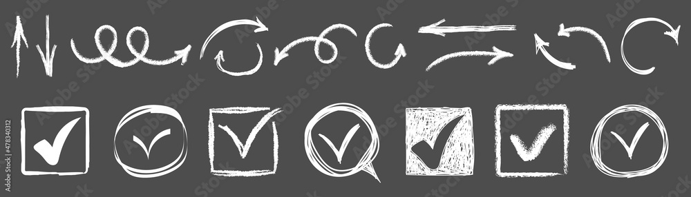 Doodle check mark, Checkmarks, crosses hand drawn. Stock Vector | Adobe ...