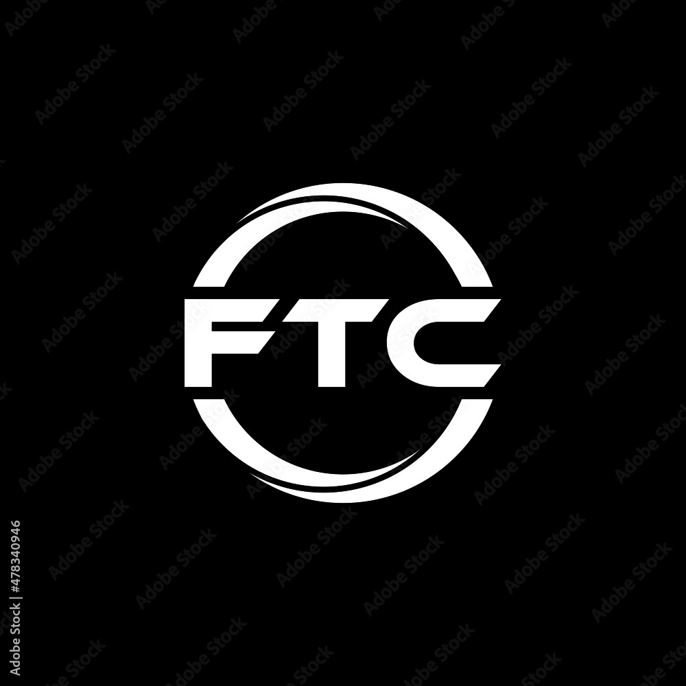 FTC letter logo design with black background in illustrator, vector ...