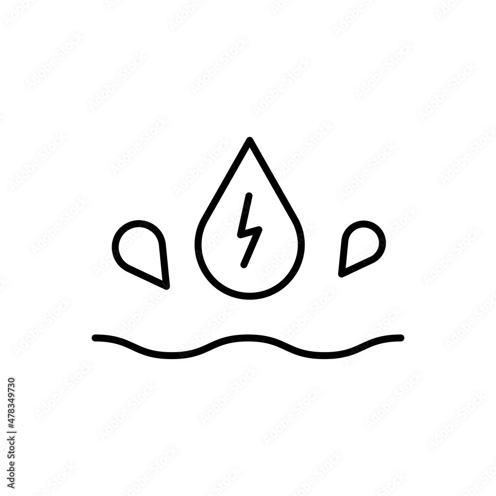 Hydro power outline icon. Eco safe power plant. Electricity generation ...