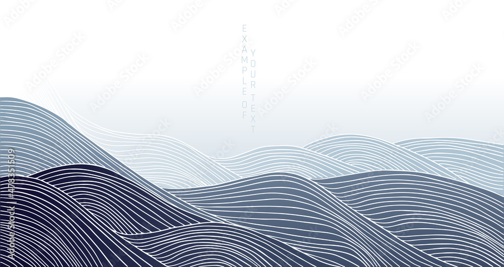 abstract japanese landscape on light background with gradient Stock ...