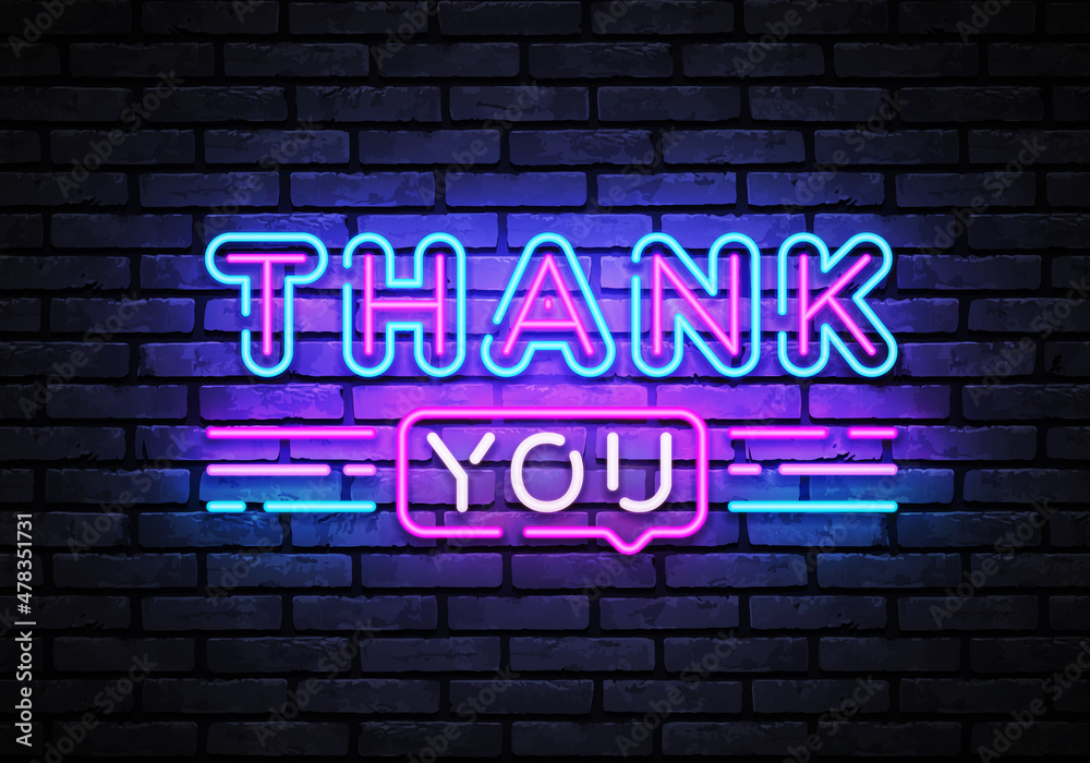 Thank You Neon Sign Vector. Vintage thank you neon, great design for any purposes. Design ...