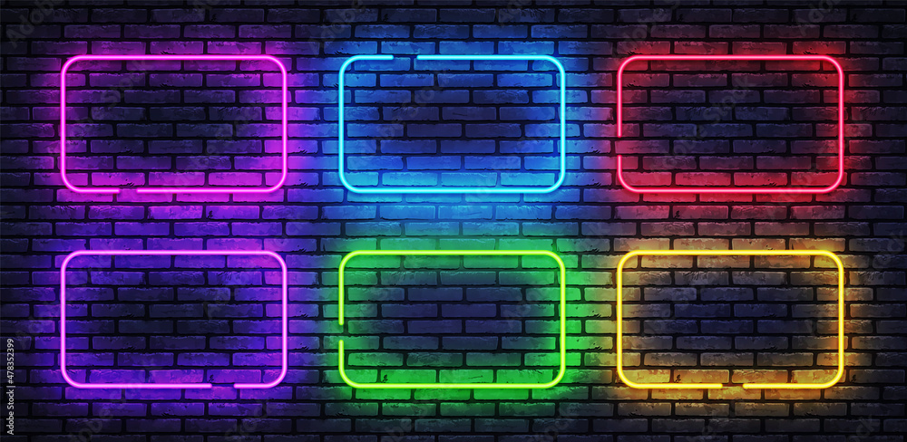 Modern neon frames, great design for any purposes. Banner vector. Game ...