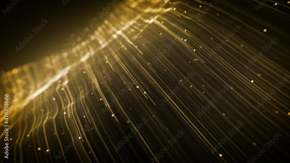 Abstract Light Gold Strings Flowing Background Loop/ 4k animation of an ...