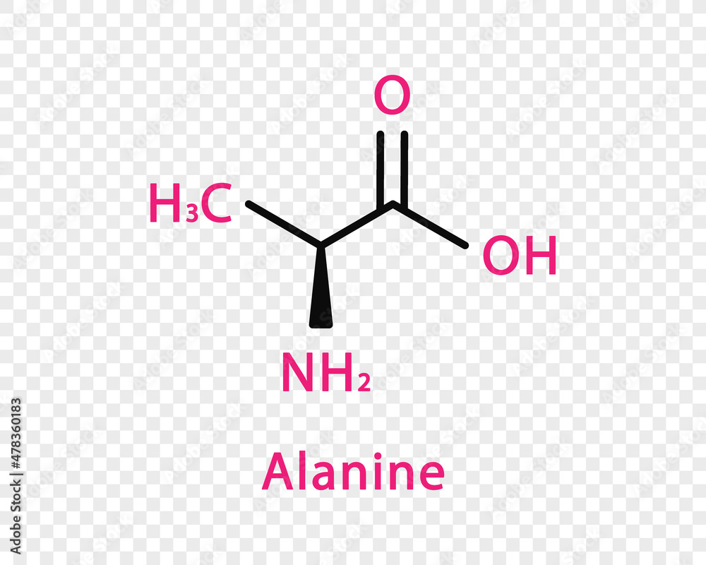 Alanine chemical formula. Alanine structural chemical formula isolated ...
