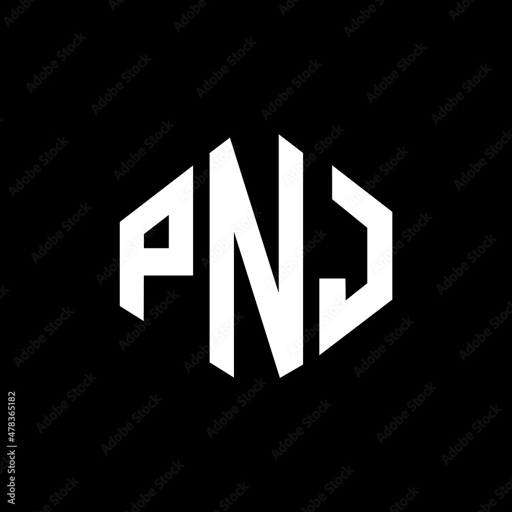 PNJ letter logo design with polygon shape. PNJ polygon and cube shape ...