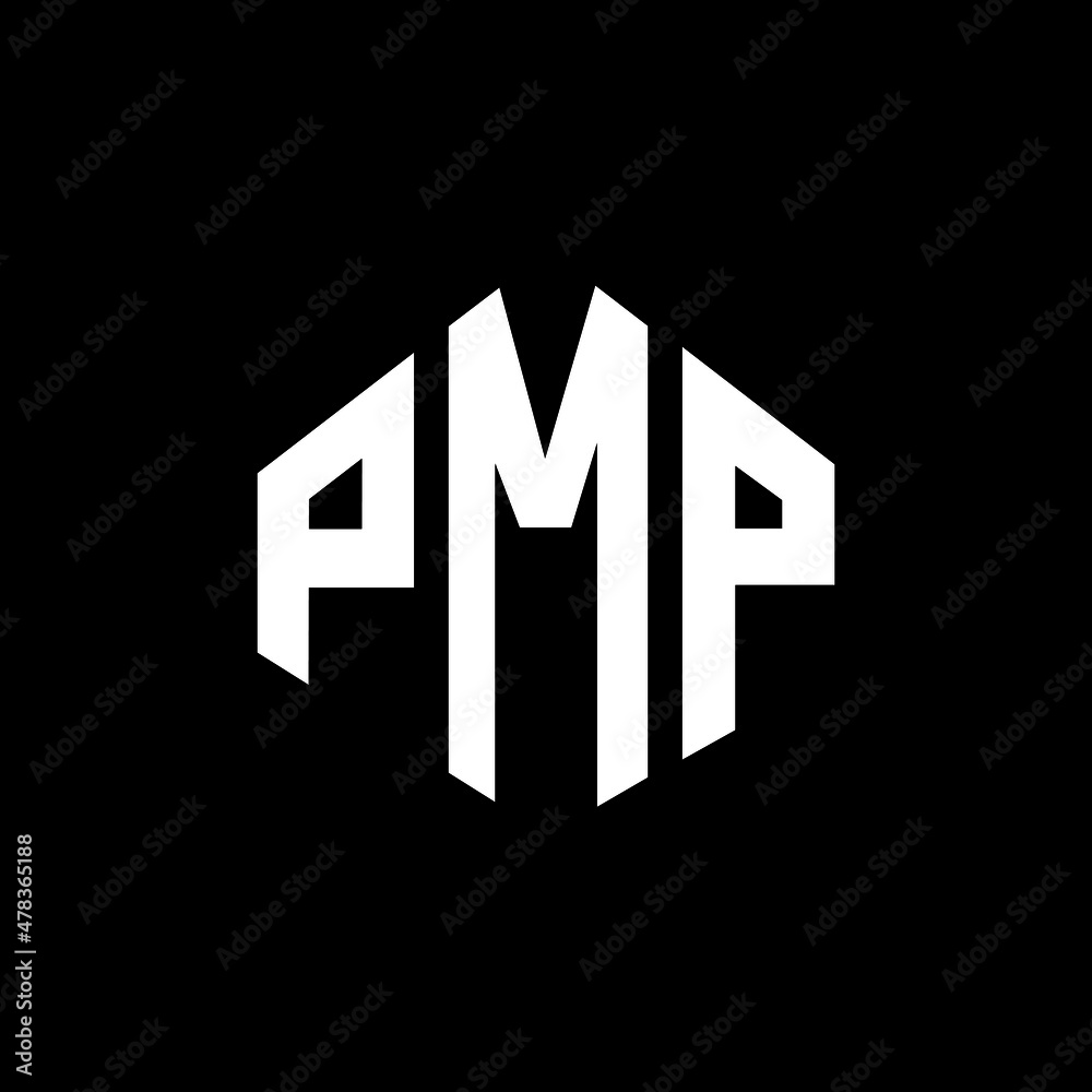 PMP letter logo design with polygon shape. PMP polygon and cube shape ...