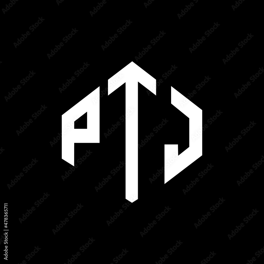 PTJ letter logo design with polygon shape. PTJ polygon and cube shape ...