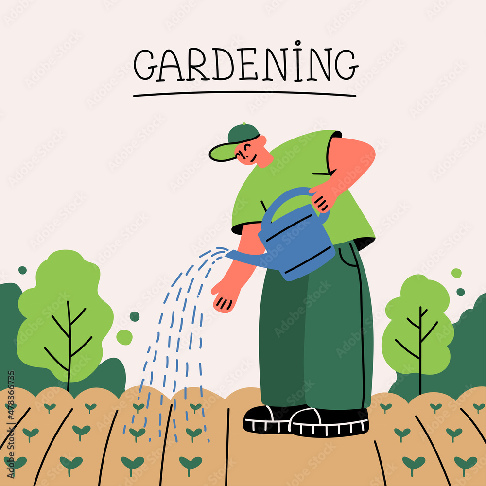 Cartoon vector illustration on the theme of garden, gardening ...
