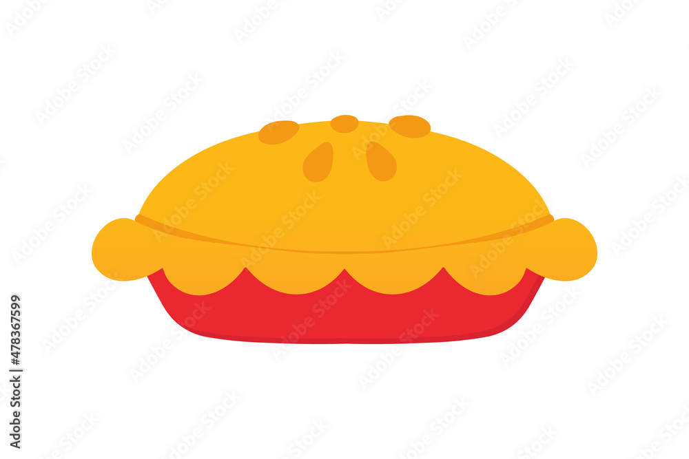 Pie, sweet apple pie vector cartoon style illustration, icon for food ...