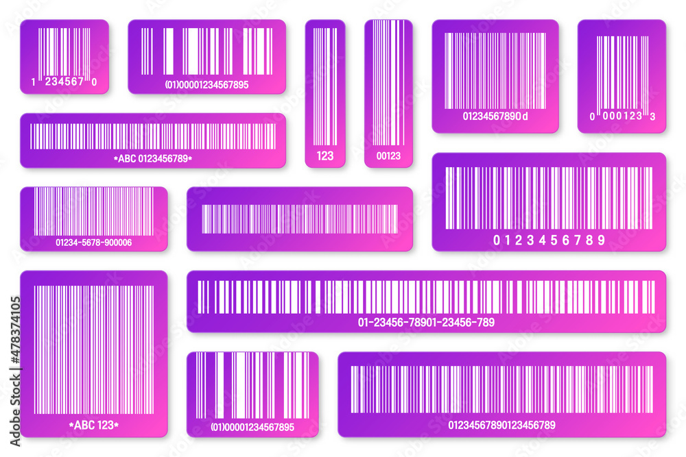 Set of modern colorful product barcodes. Identification tracking code ...