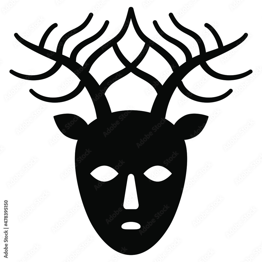 Vetor de Head of Celtic god Cernunnos. Pagan mask. Horned human male ...