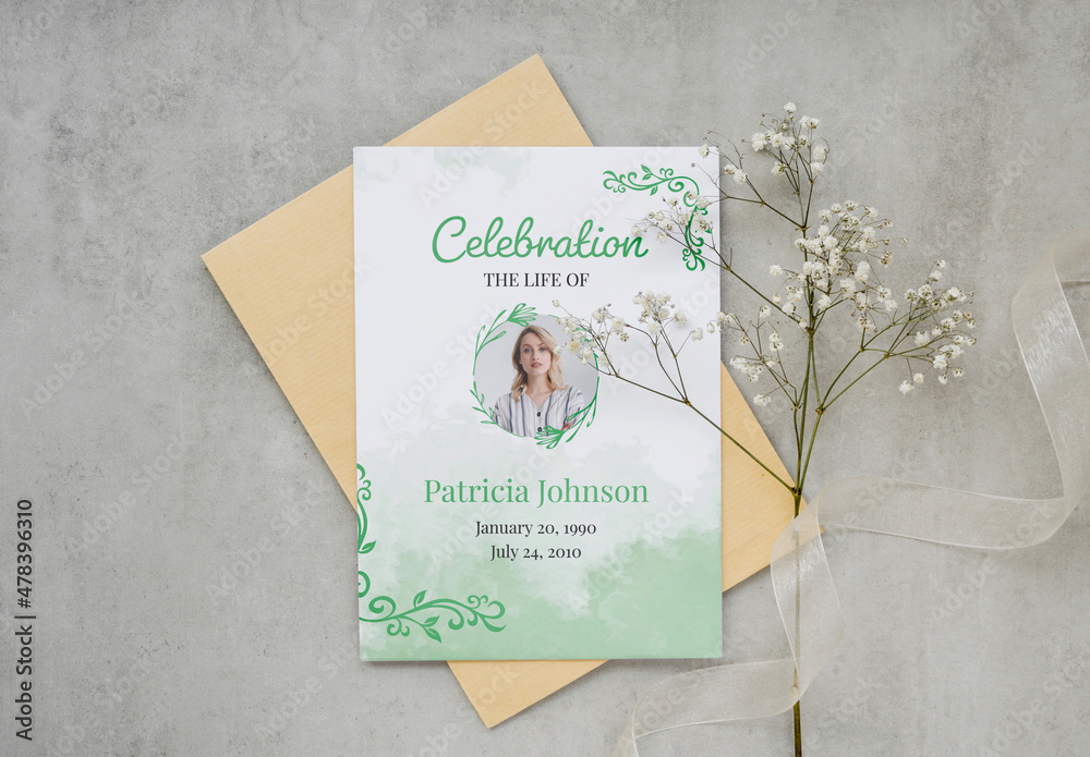 Modern Simple Funeral Program Memorial Service Obituary Layout with ...