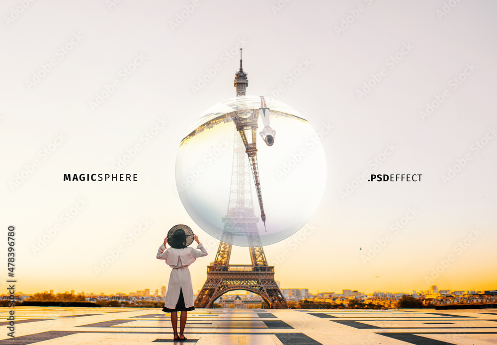 Reflecting Sphere Photo Effect Stock Template | Adobe Stock