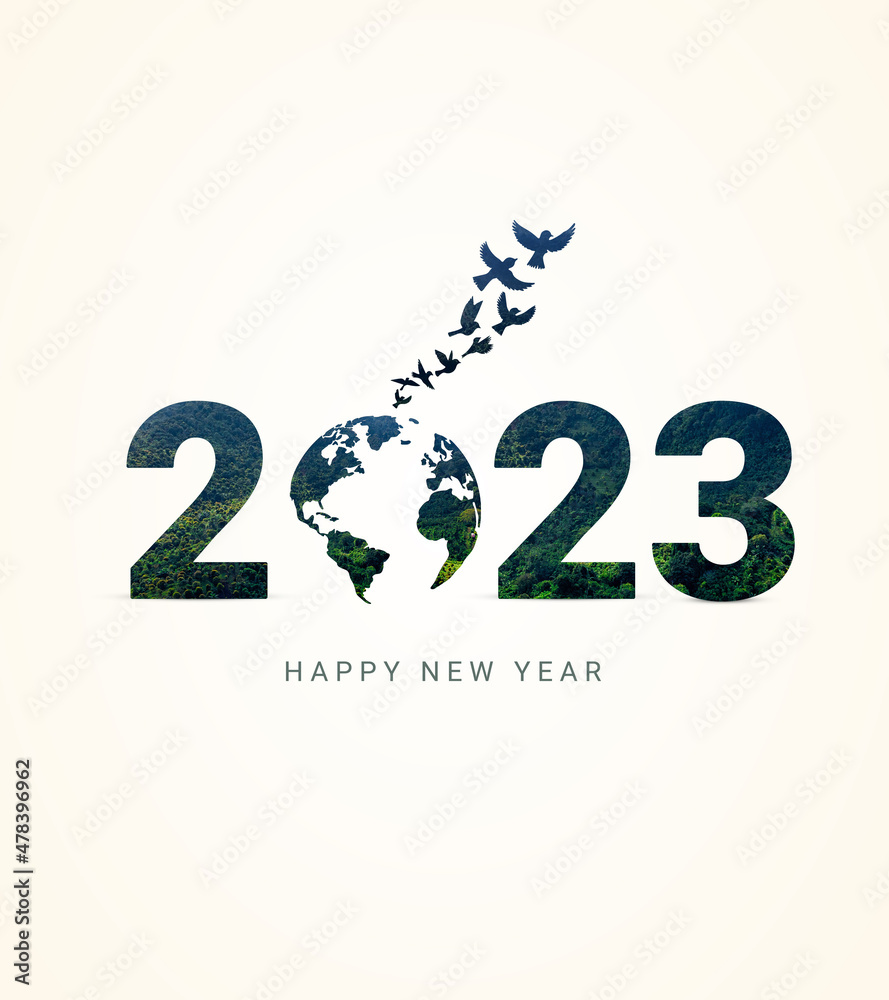 Green earth 2023. New Year 2023 green recycling and save our planet and ...