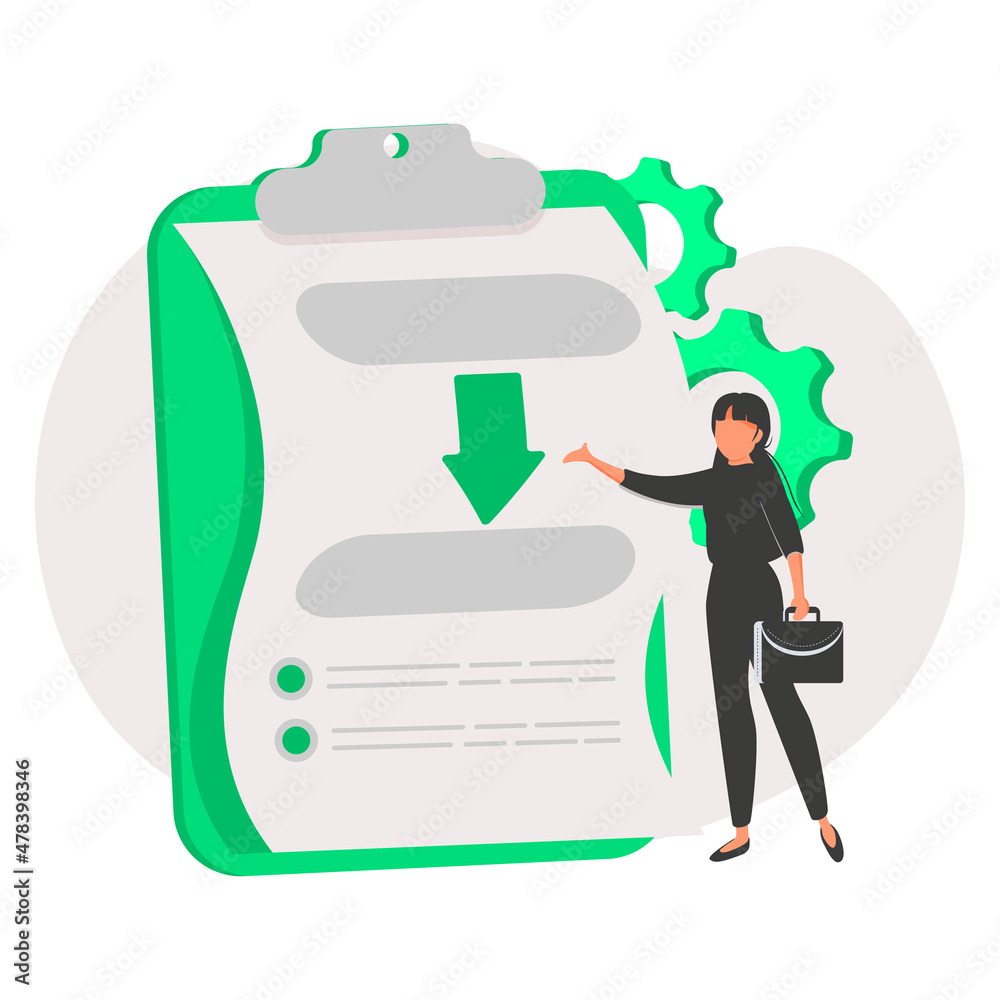 Procedure As Work Flow Process Steps Scheme Document Tiny Person Concept Strategy And Task