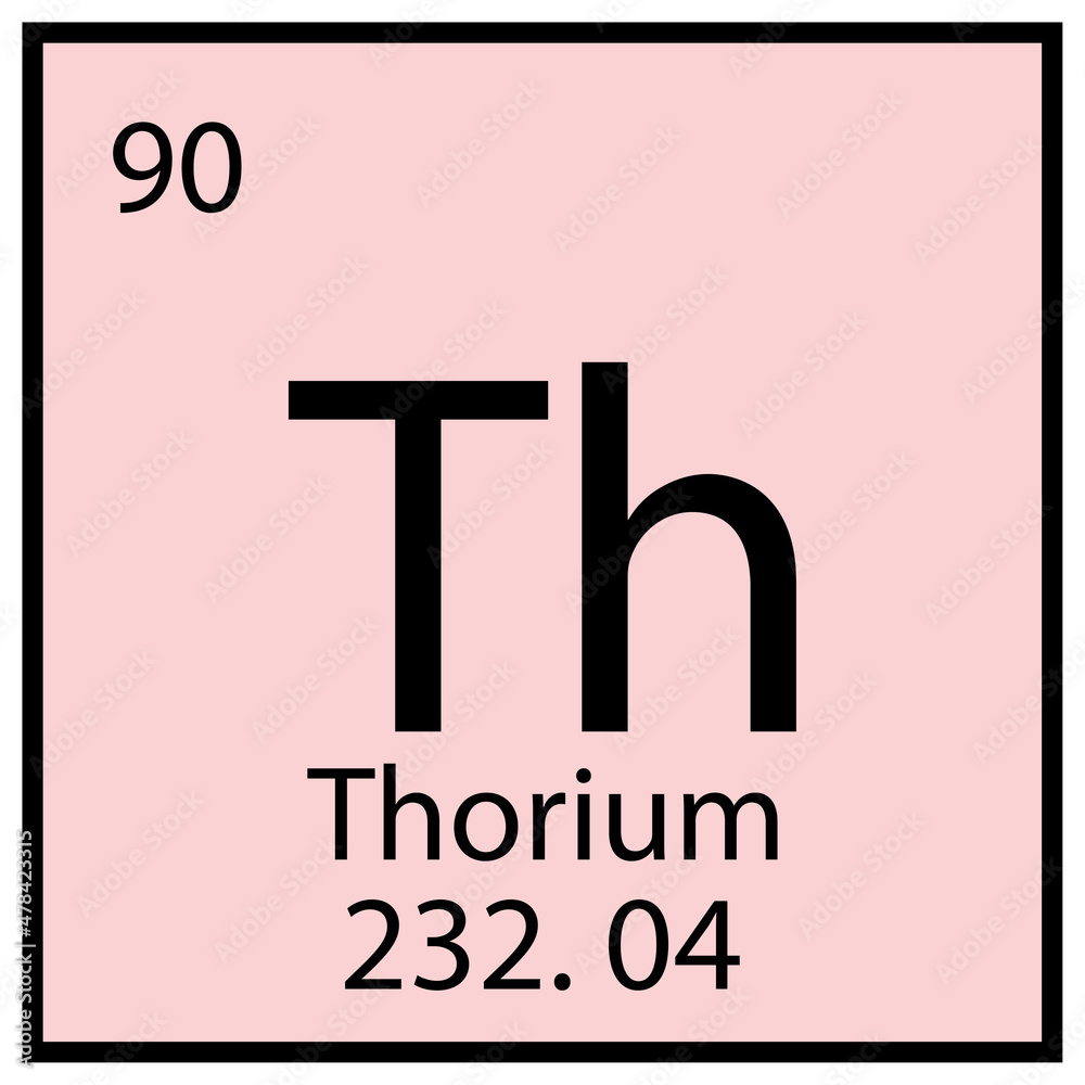 Thorium icon. Chemical sign. Mendeleev table. Square frame. Light pink ...