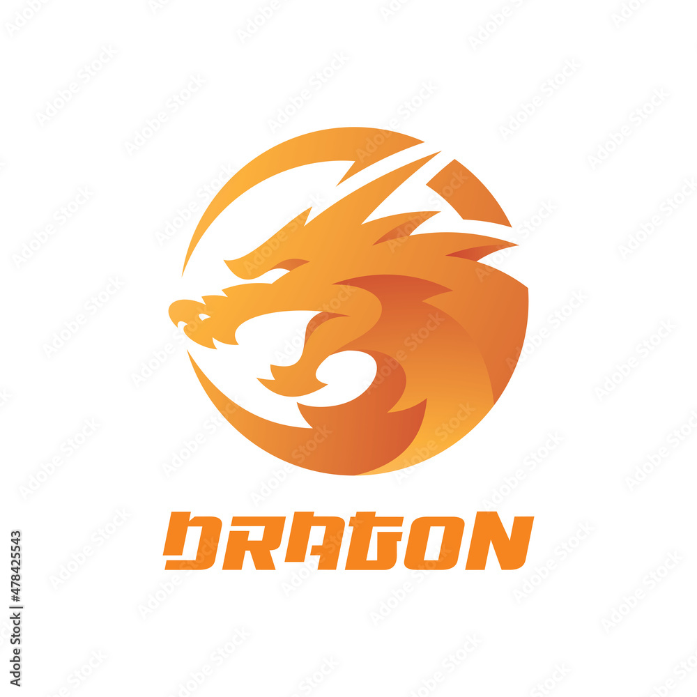 Modern dragon logo design with gradient color. Dragon head mascot ...