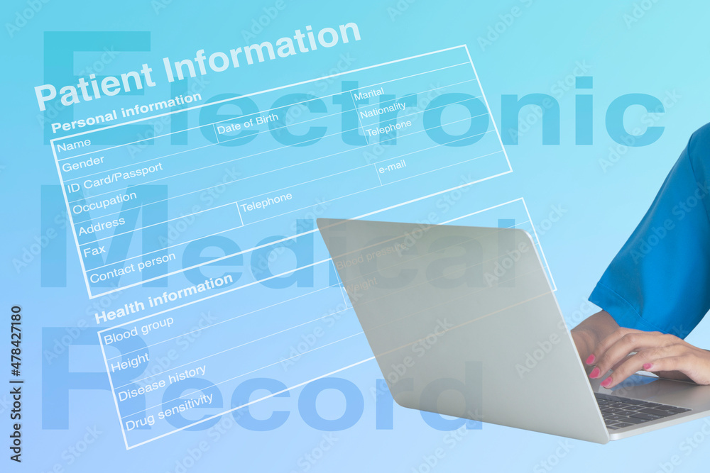 Blue background for electronic medical record work. Stock Photo | Adobe ...