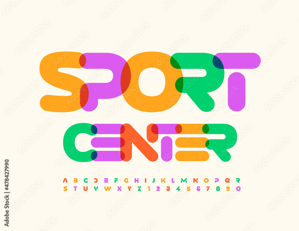 Vector unique logo Sport Center with artistic Font. Watercolor Alphabet ...