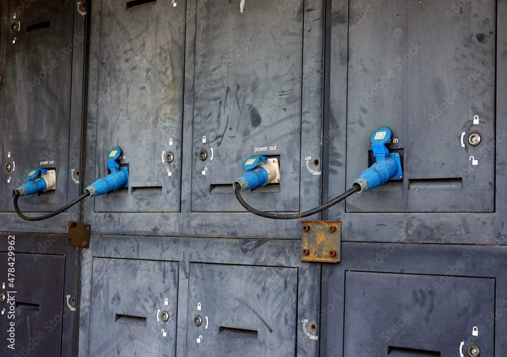 Electric wiring backside of big LED screen monitor display. Stock Photo ...