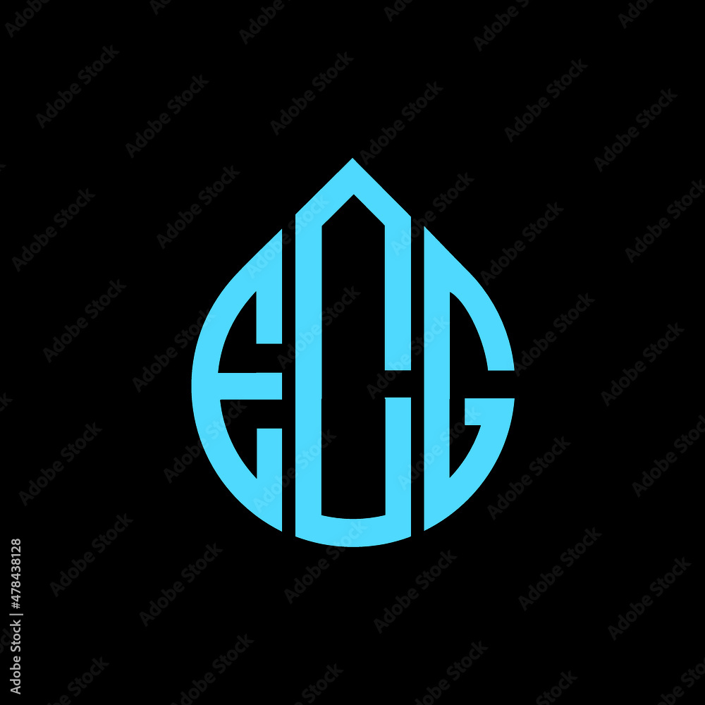 ECG letter logo design on black background. ECG circle letter logo ...