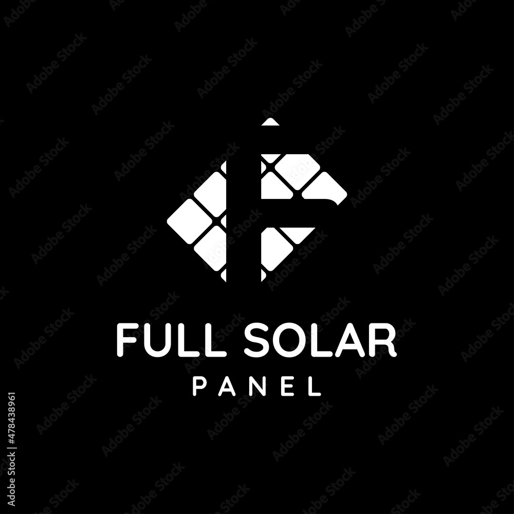 full solar panel logo. solar panel design with initial letter F Stock ...