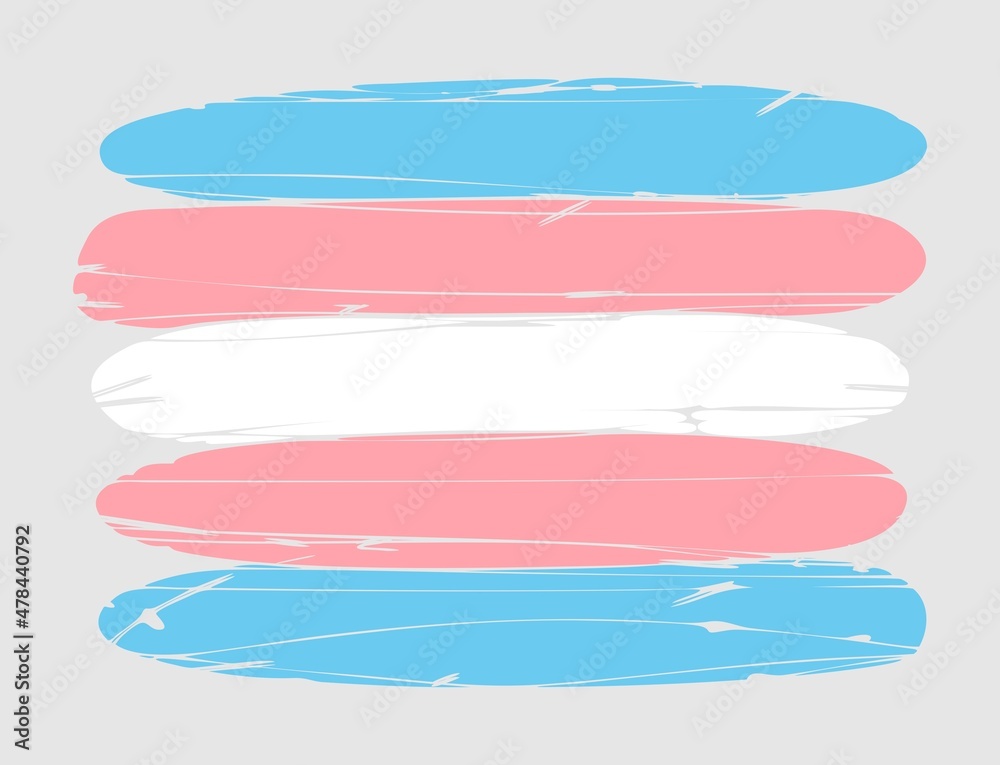 transgender flag, isolated, sloppy style, old paint effect with ...