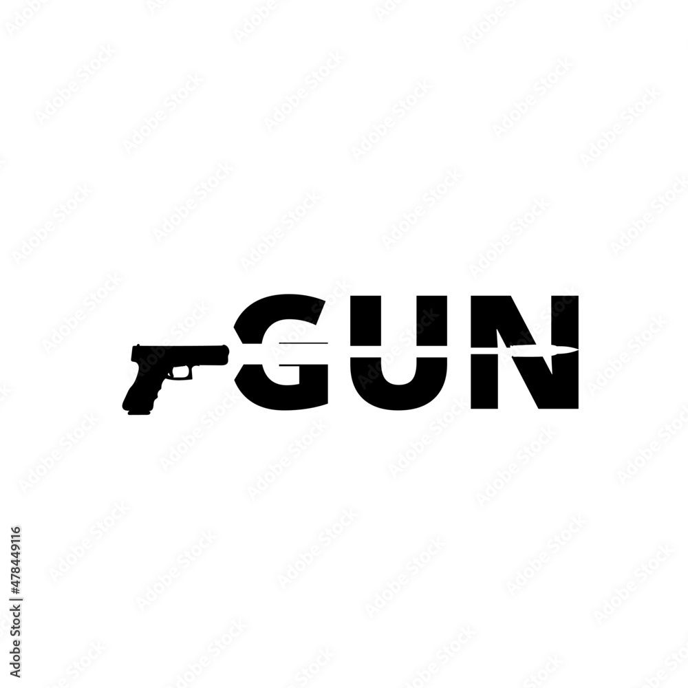 gun logo next to writing, this logo is suitable for t-shirts, stickers ...