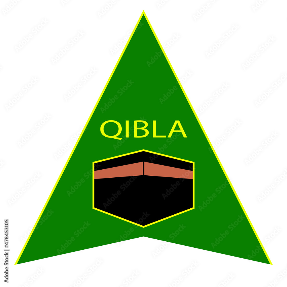 qibla muslim prayer direction badge used in various rooms or buildings ...